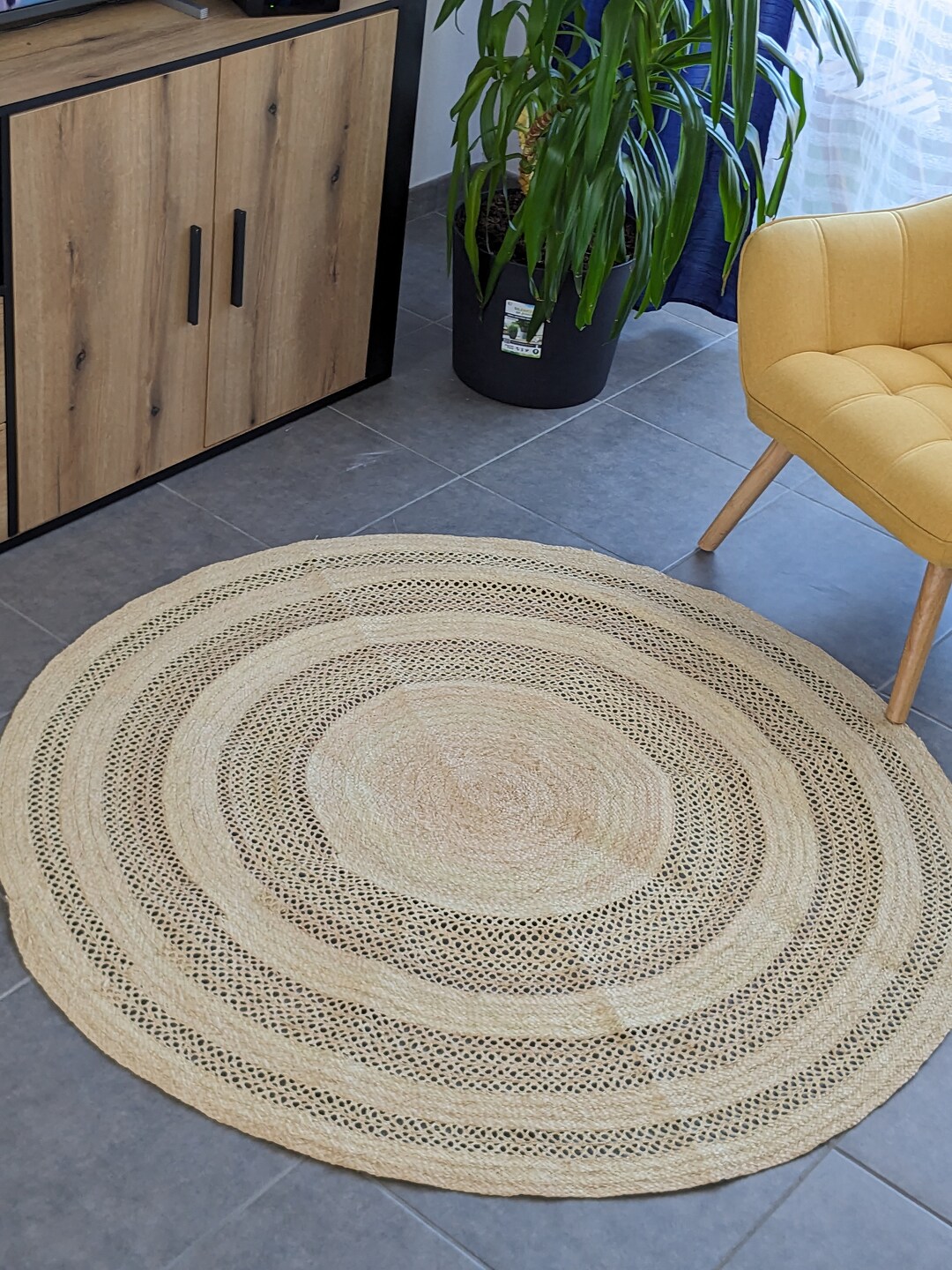 Raffia Rug, Boho Raffia Rug, Raffia Crochet Rug, Round Children's Rug ...