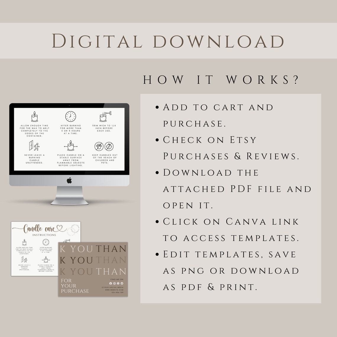 Candle Care Card Template Canva Printable Candle Care Guide - Etsy