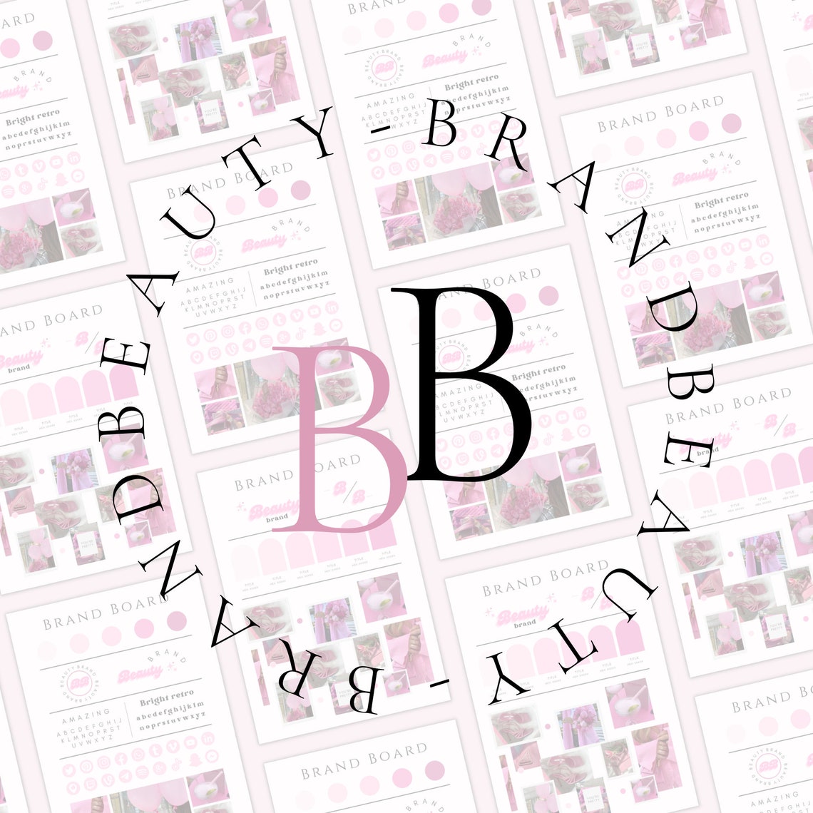 Editable Brand Board Template Canva, Retro Branding Kit, Pink Mood ...