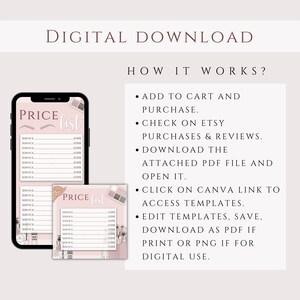 Price List Template DIY Editable Pricing Guide Sheet Digital - Etsy