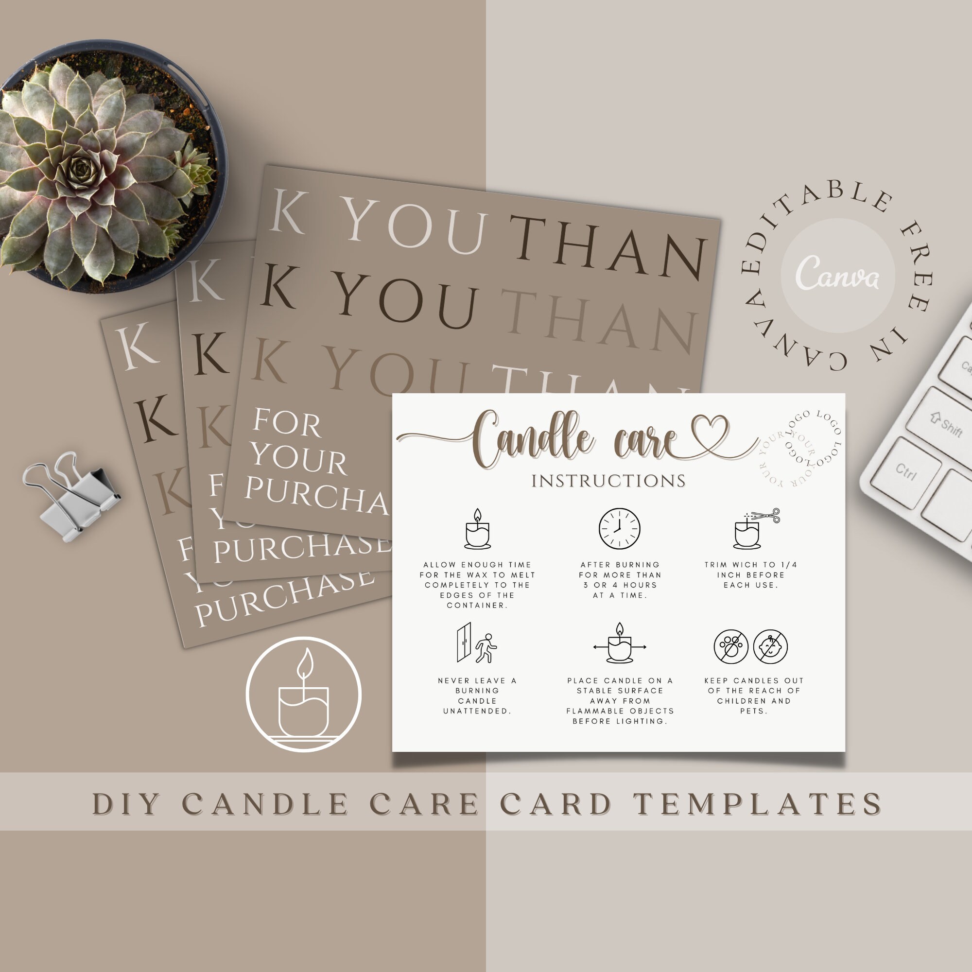 Candle Care Card Template Canva Printable Candle Care Guide - Etsy