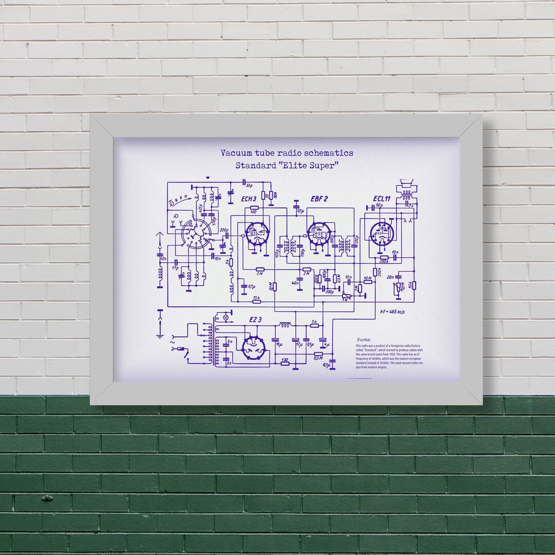 Old Vacuum Tube Radio Schematics - Electronics Drawing Wall Decoration ...