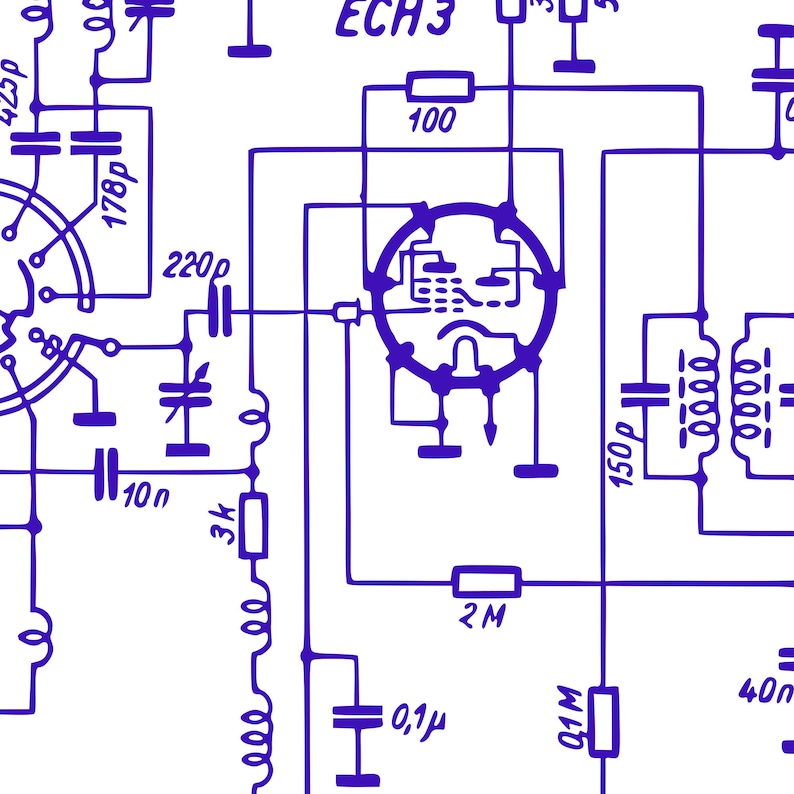 Old Vacuum Tube Radio Schematics - Electronics Drawing Wall Decoration ...