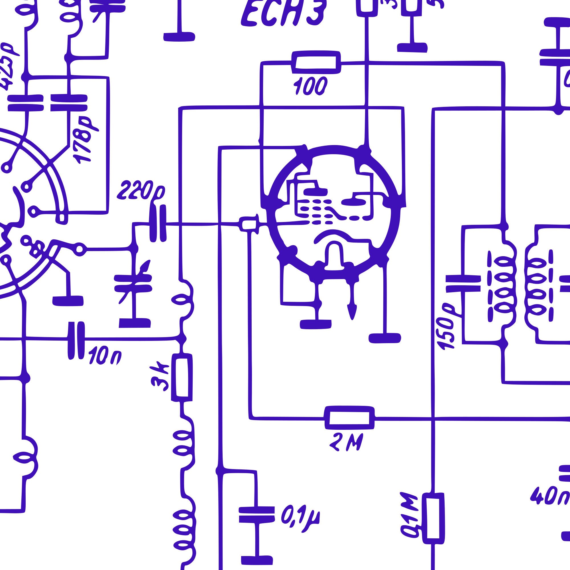 Old Vacuum Tube Radio Schematics - Electronics Drawing Wall Decoration ...