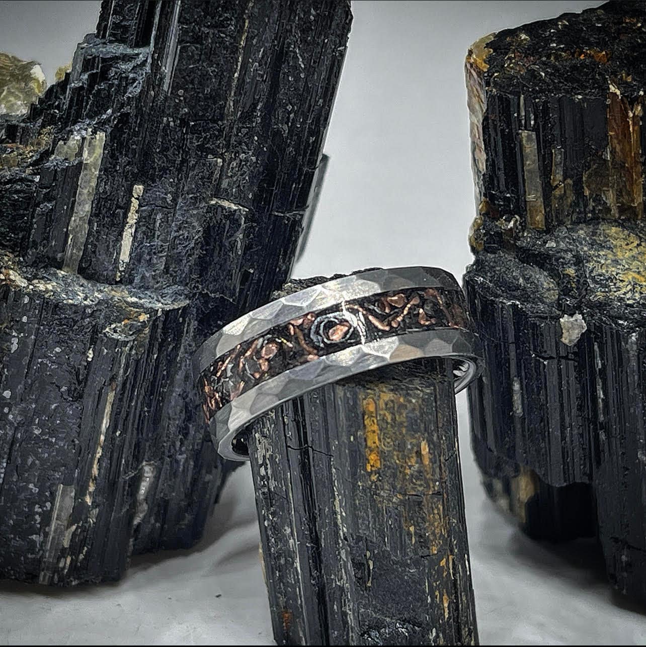 Copper and Meteorite Ring, Men's Meteorite Ring, Alternative Metal Band ...