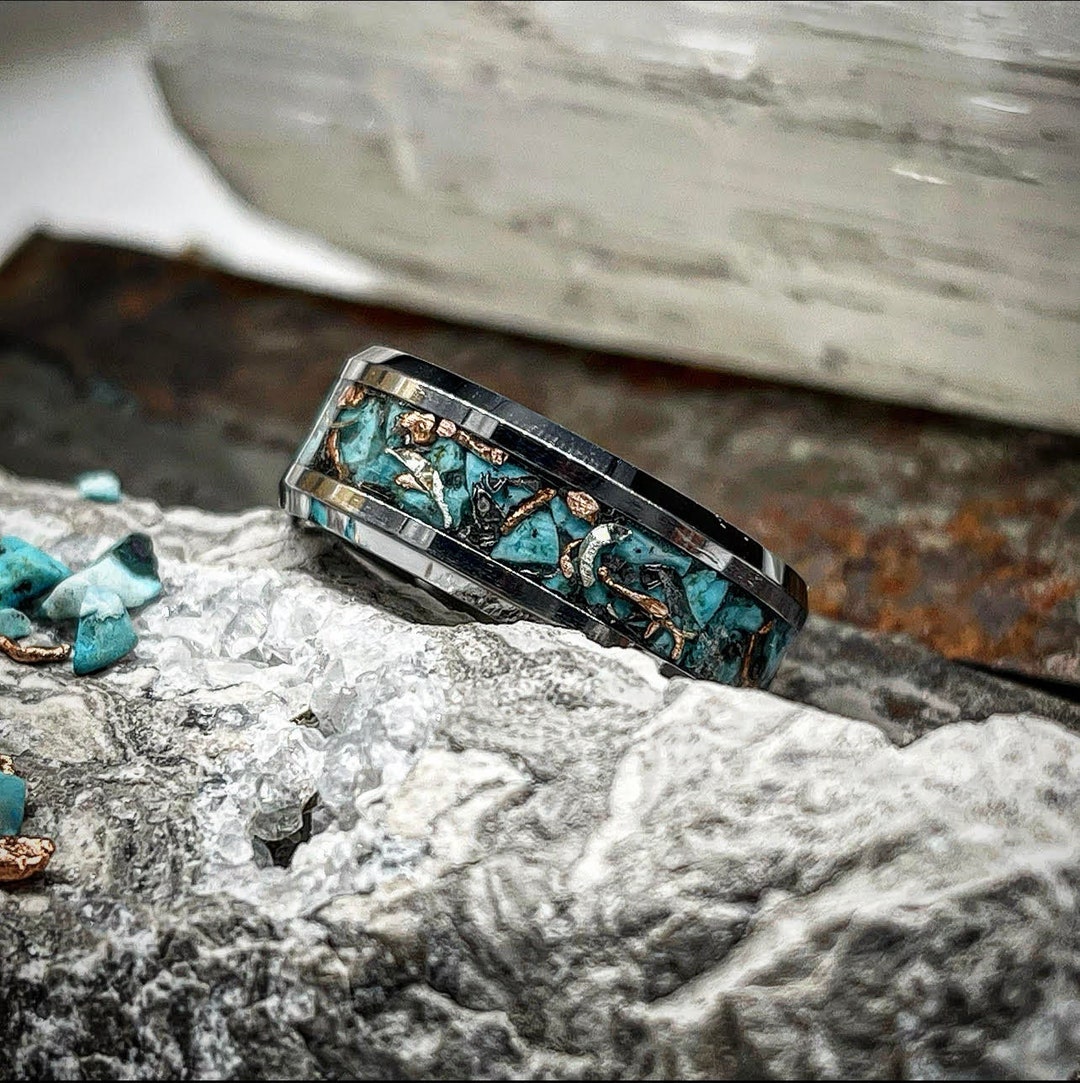 Marimar Turquoise Ring, Unique Ring, Tungsten Engagement Ring, Japanese ...