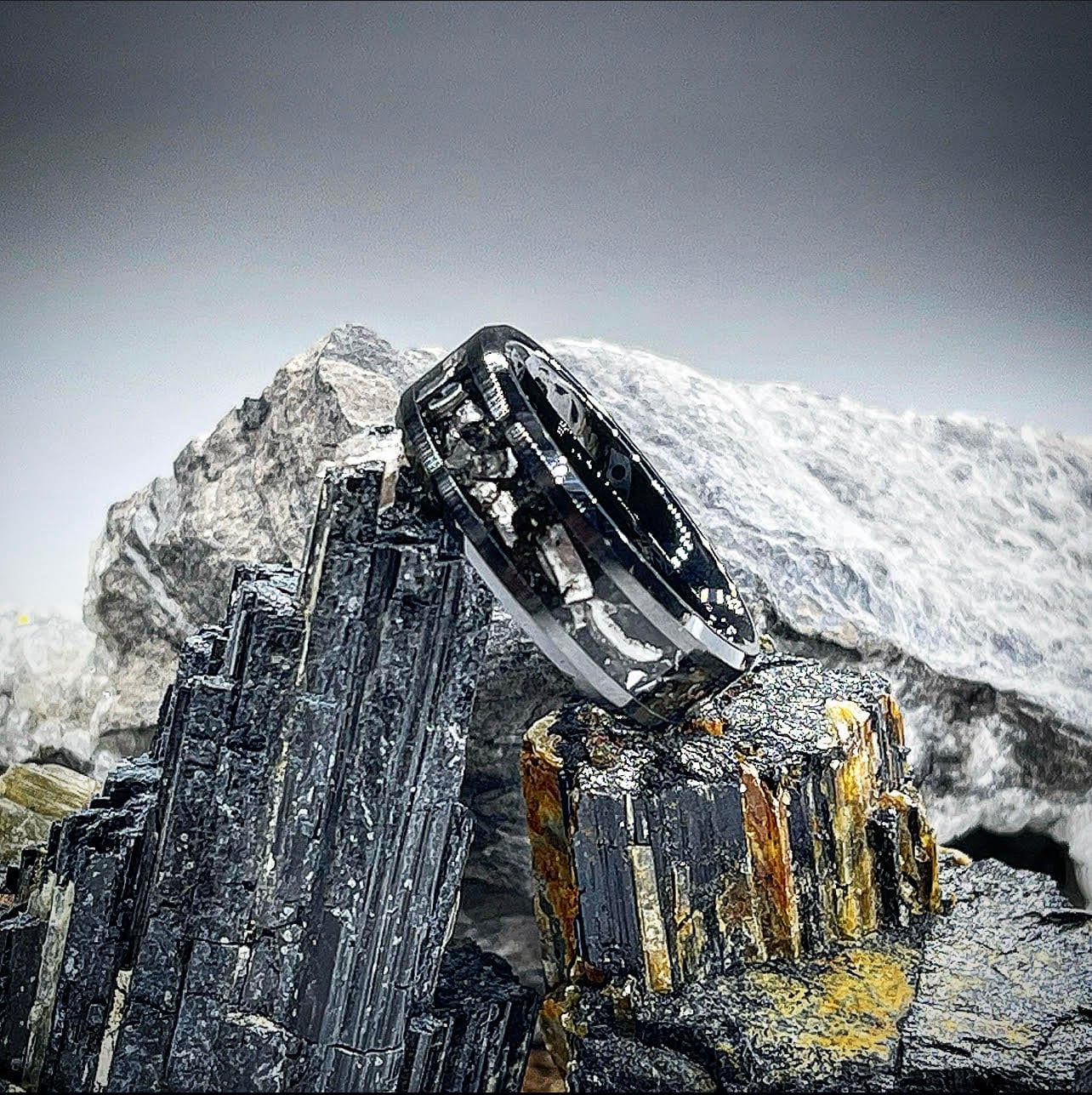 Meteorite Ring, Men's Meteorite Ring, Alternative Metal Band, Genuine Meteorite, Meteorite ...