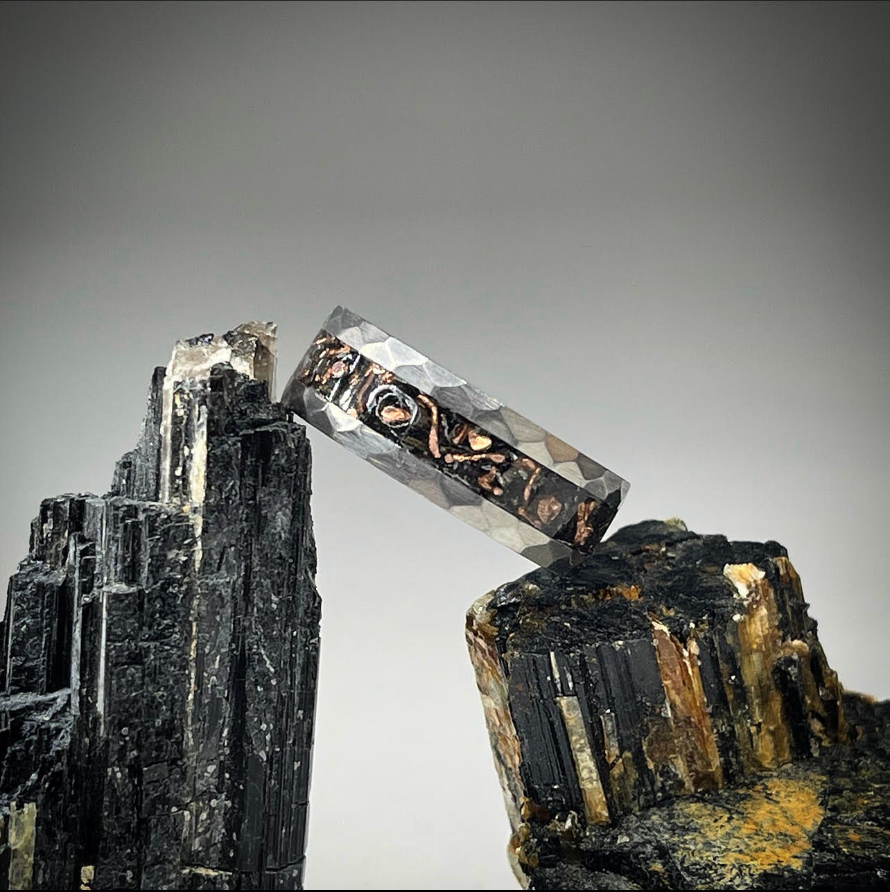 Copper and Meteorite Ring, Men's Meteorite Ring, Alternative Metal Band ...