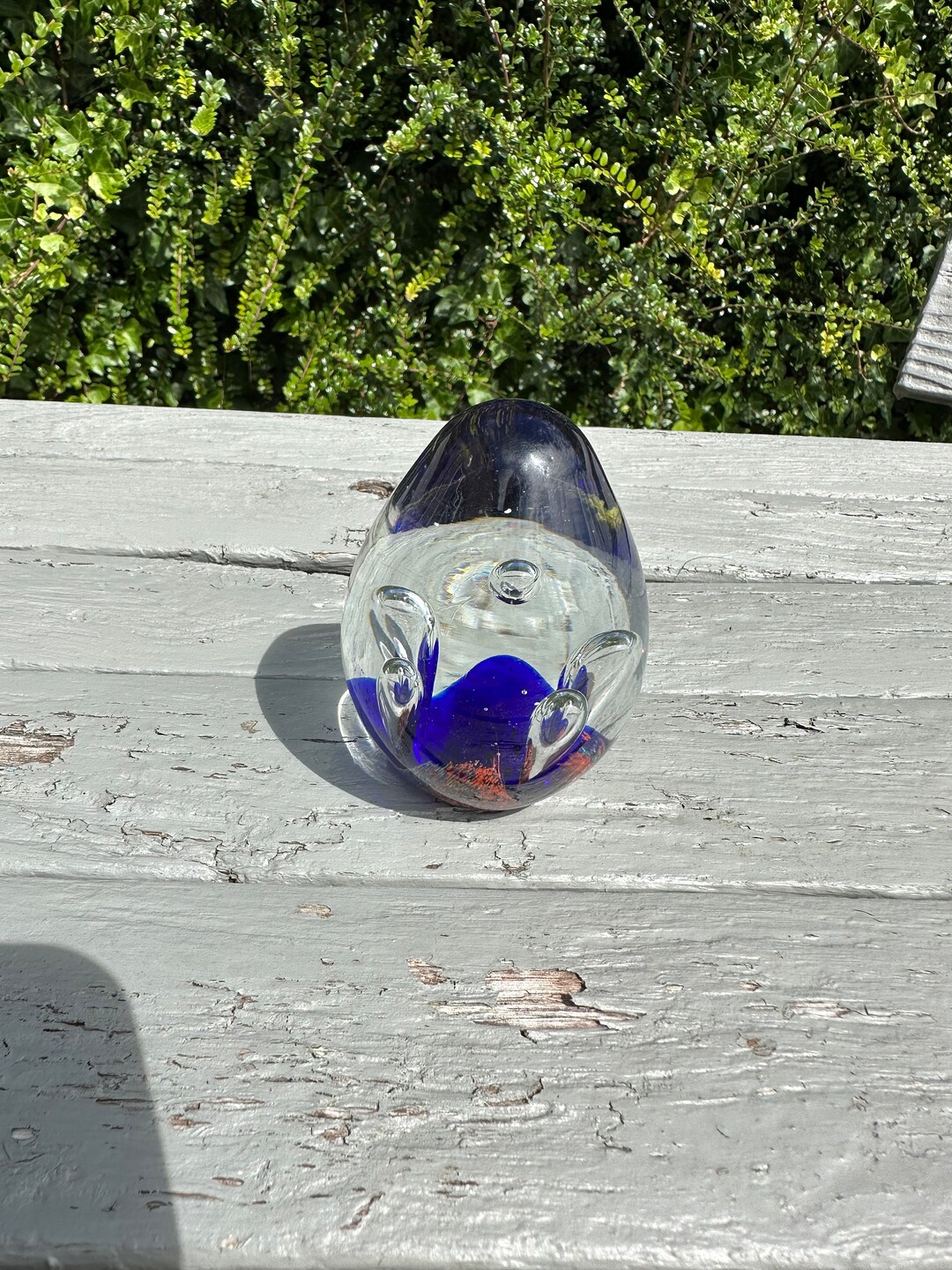 Art Glass Paperweight in Unusual Egg Shaped Design Blue - Etsy