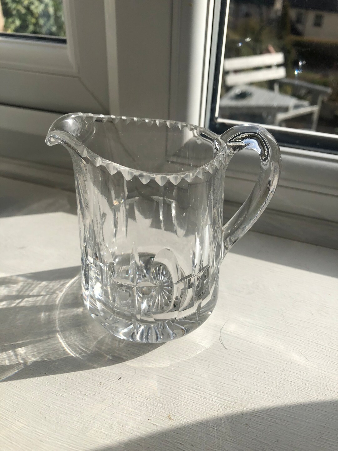 Vintage Heavy Cut Glass/pressed Glass Milk/cream Jug - Etsy