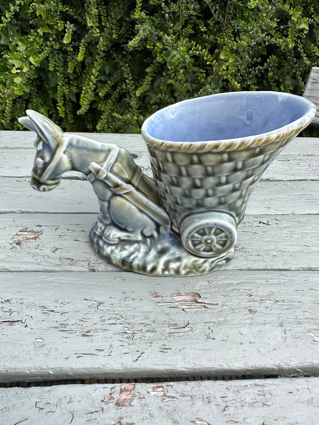 Vintage Wade Shamrock Pottery Donkey and Cart Posey/planter in Blue - Etsy