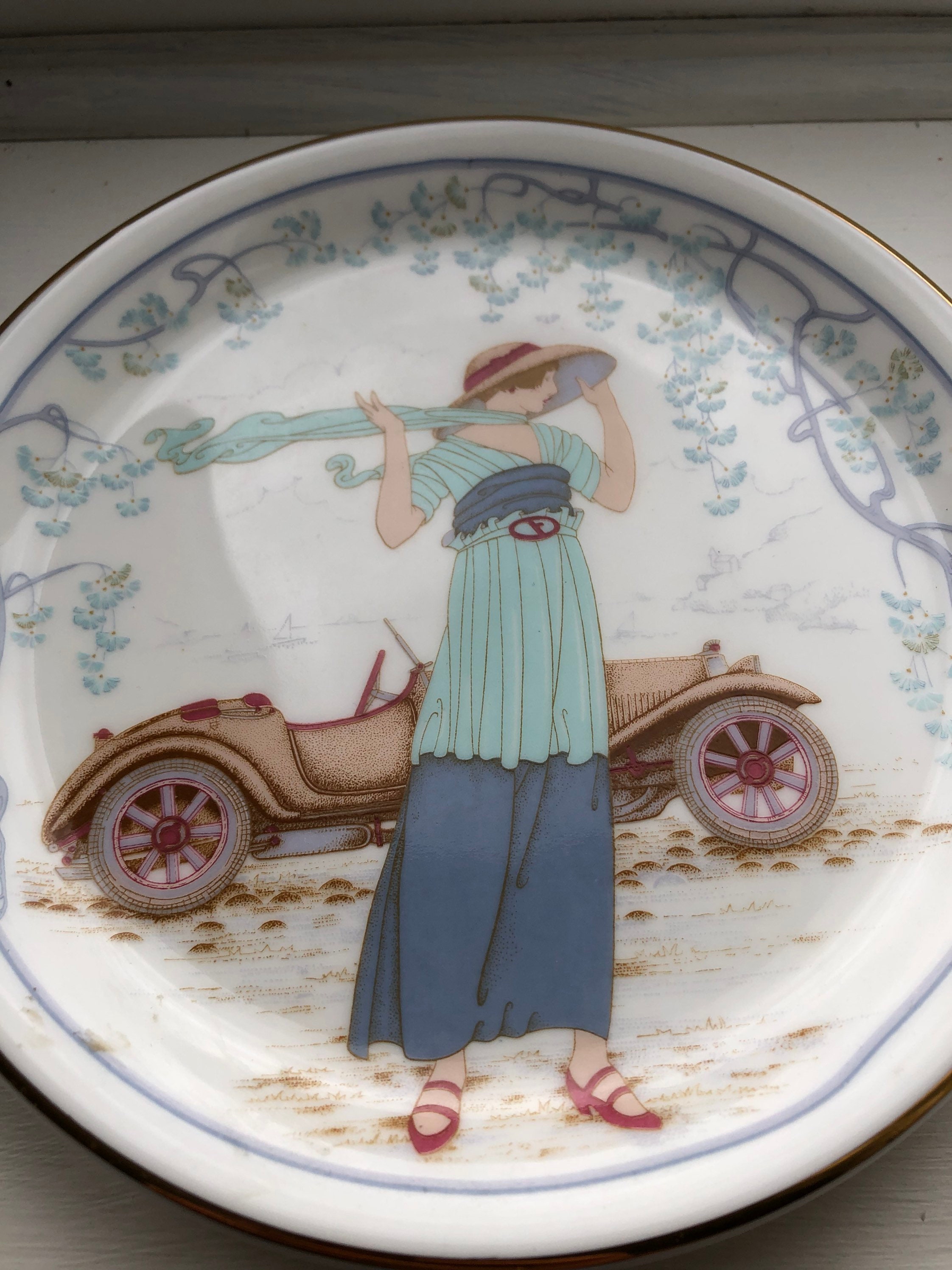 Fenton China Company English Bone China Plate Vintage Lady and Car - Etsy