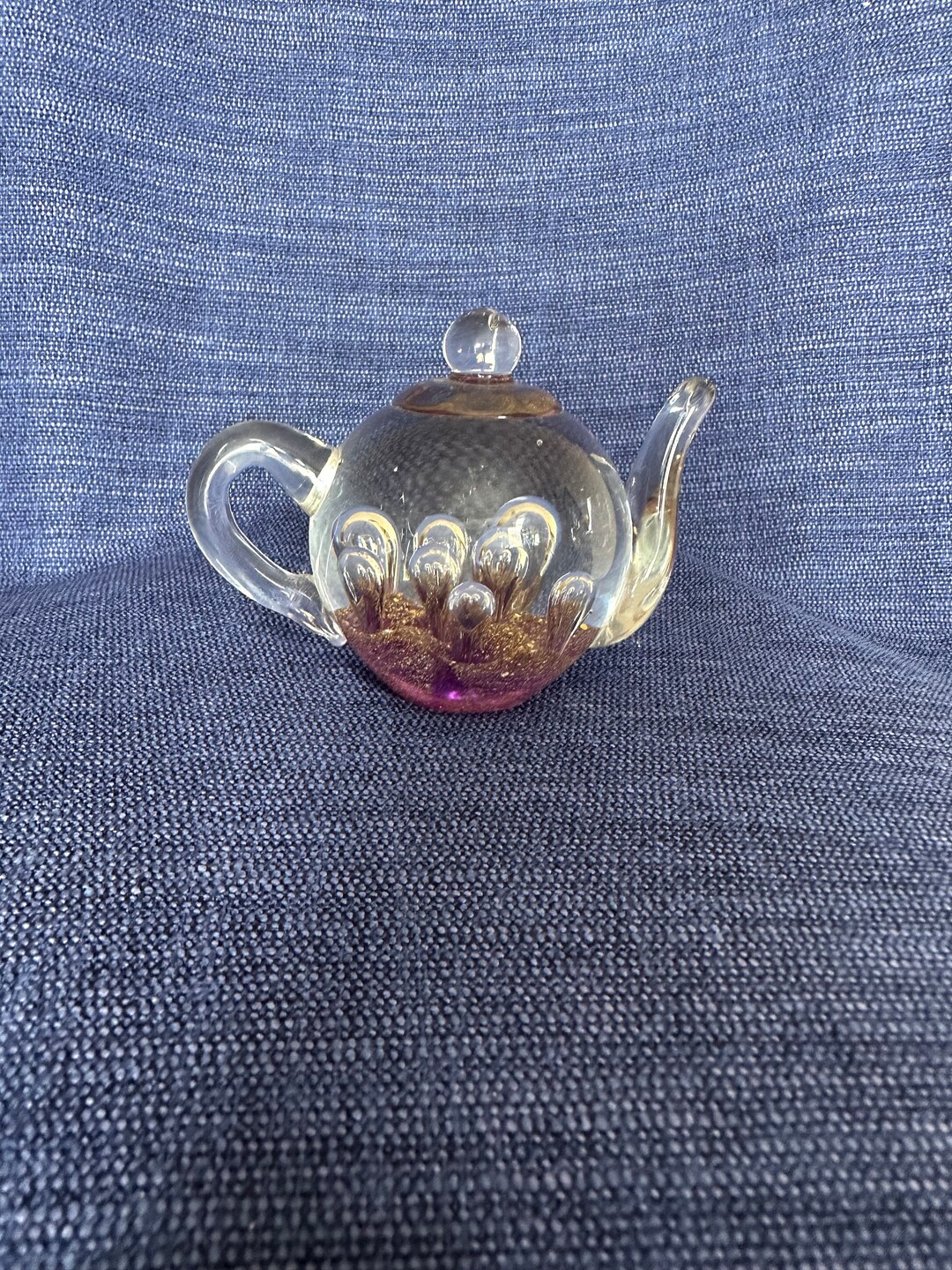 Purple Bubble Glass Teapot Paperweight Art Glass Decorative Ornament - Etsy