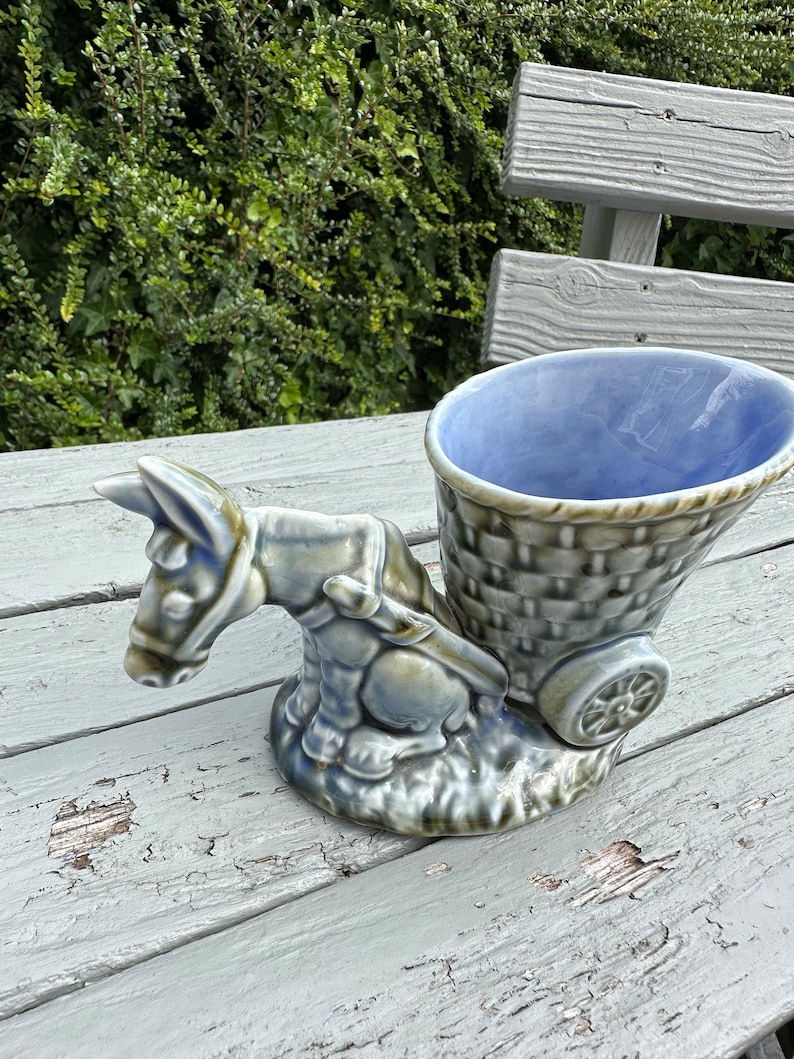 Vintage Wade Shamrock Pottery Donkey and Cart Posey/planter in Blue - Etsy