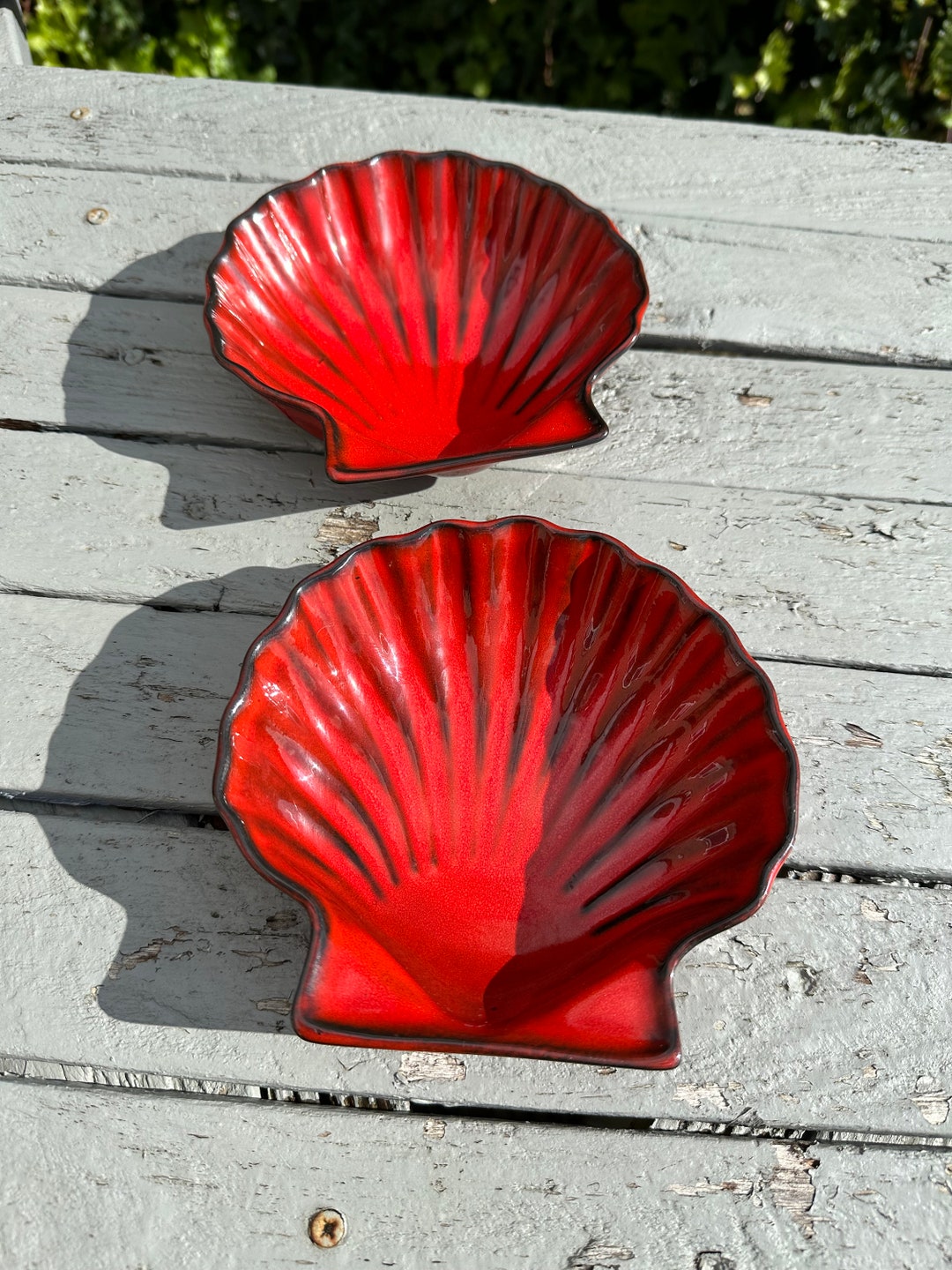 Pair of Portmeirion Pottery Red Dragon Scallop Shell Dishes - Etsy