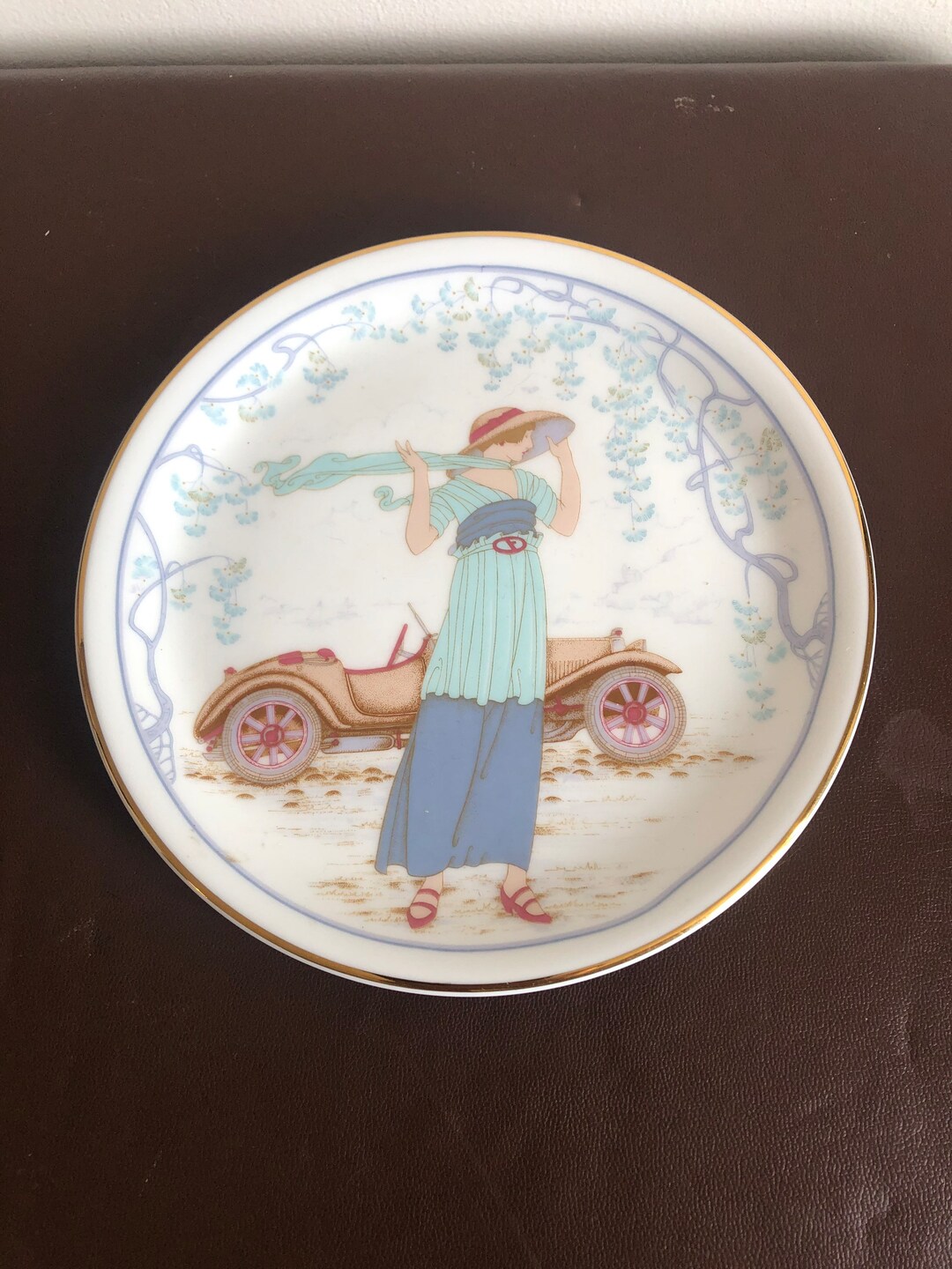 Fenton China Company English Bone China Plate Vintage Lady and Car - Etsy