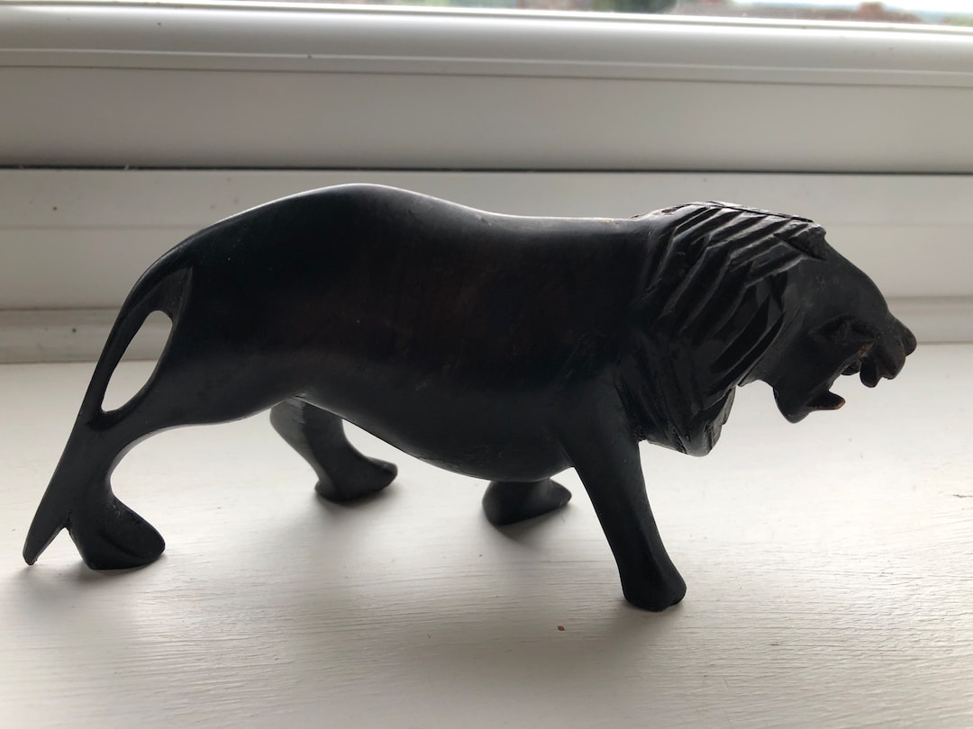 Black Ebony Vintage Hand Carved Lion - Etsy