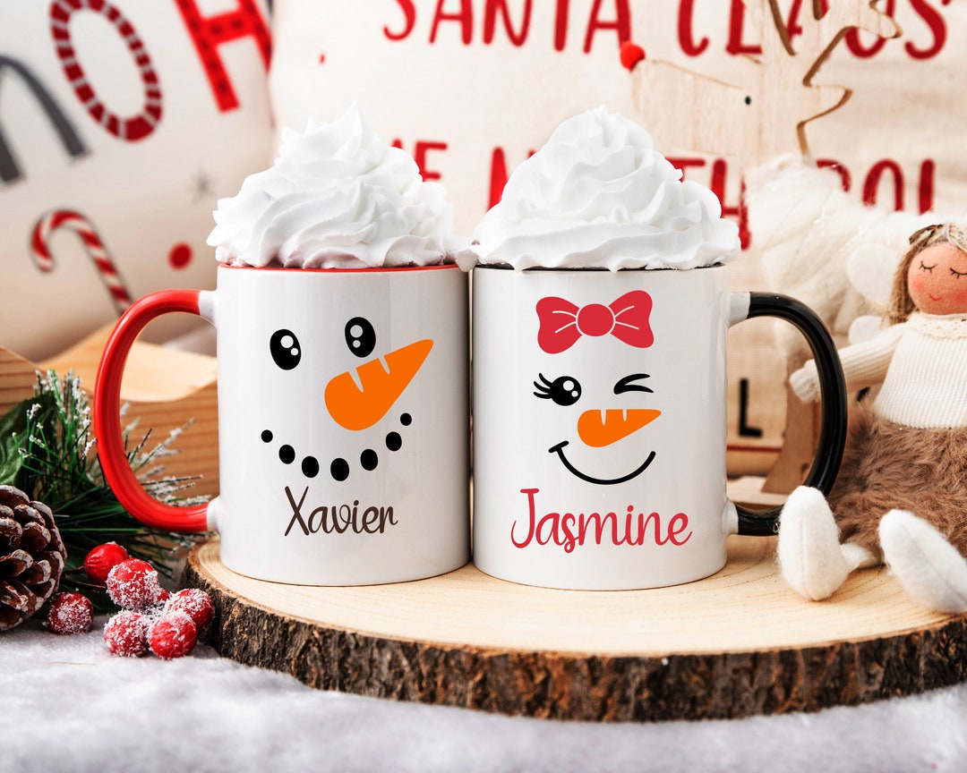 Kids Hot Cocoa Mug,snowman Face Mug,personalized Mugs,secret Santa Gift ...