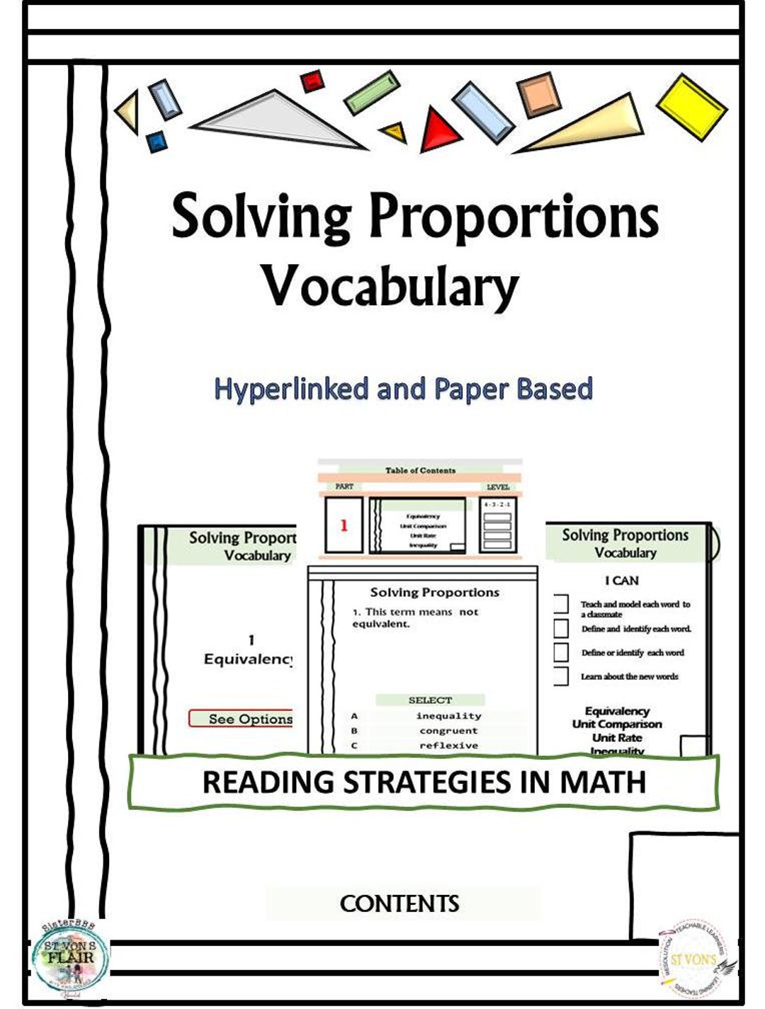 Hyperlinked Solving Proportions Vocabulary-basic Algebra Cut-out Notes ...