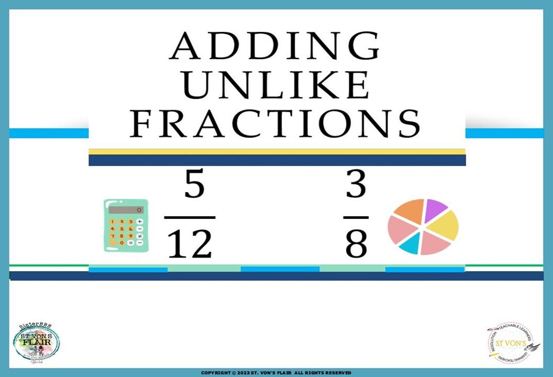 Adding Unlike Fractions Worksheets Printable Math 5th 6th Grade Middle ...