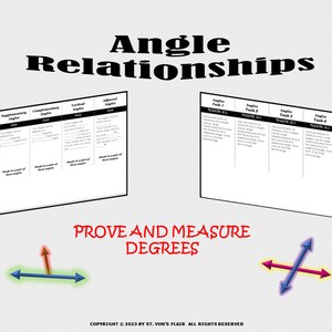 Angle Relationships Task Worksheets geometry Worksheet - Etsy