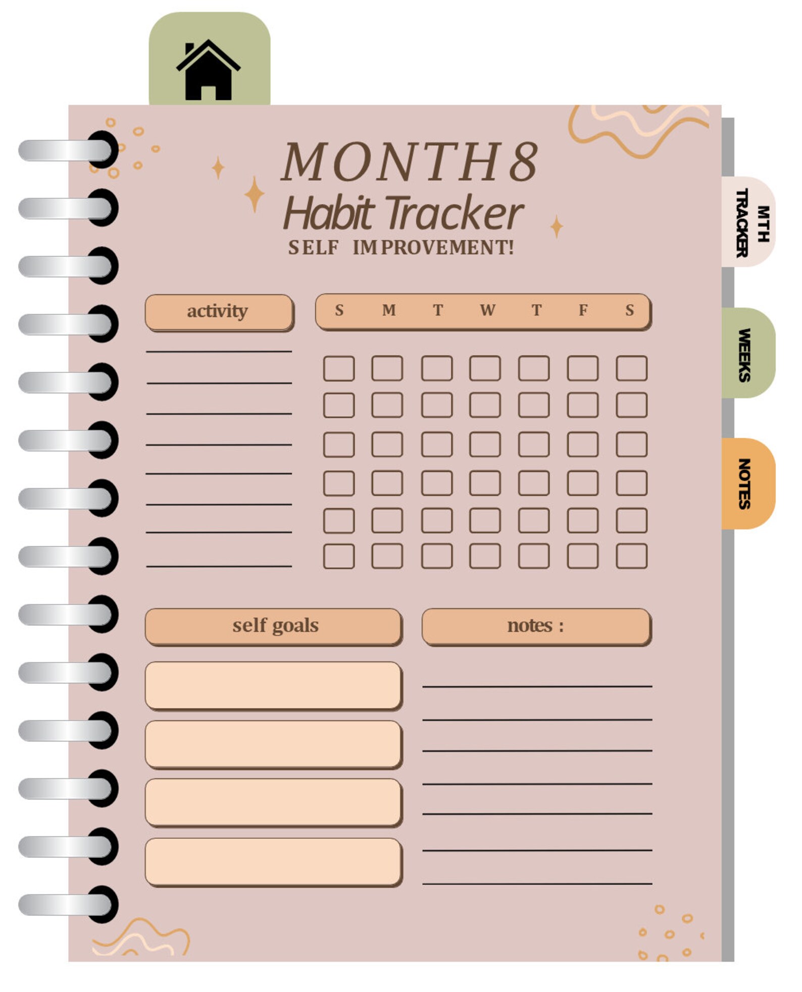 Green Habit Tracker | Digital Download | Weekly Planner |self ...