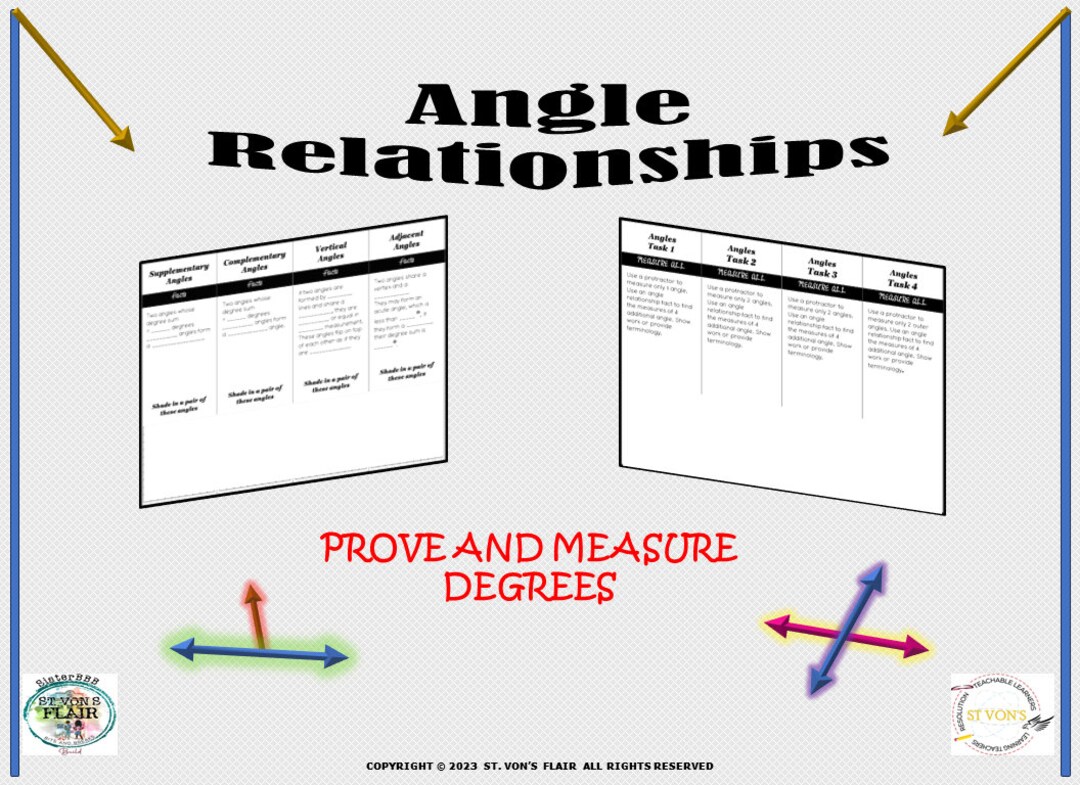 Angle Relationships Task Worksheets |geometry Worksheet |measure Angles ...