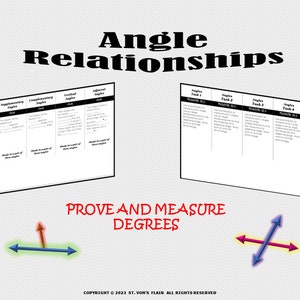 Angle Relationships Task Worksheets |geometry Worksheet |measure Angles ...