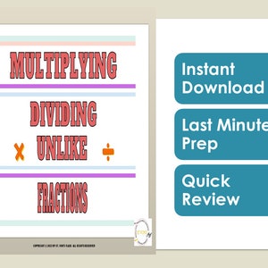 Multiplying and Dividing Unlike Fractions Worksheet Fractions Review ...