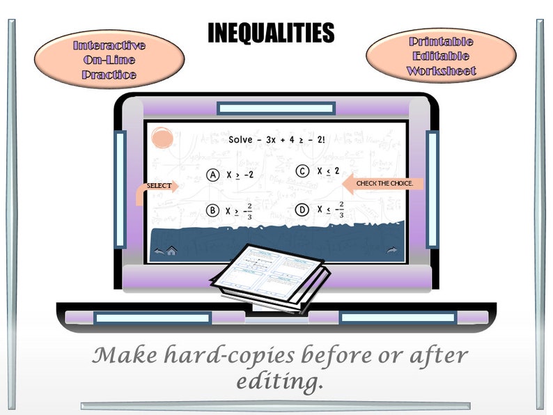 Inequalities on the Number Line: Algebra Problems (PDF) and Interactive ...