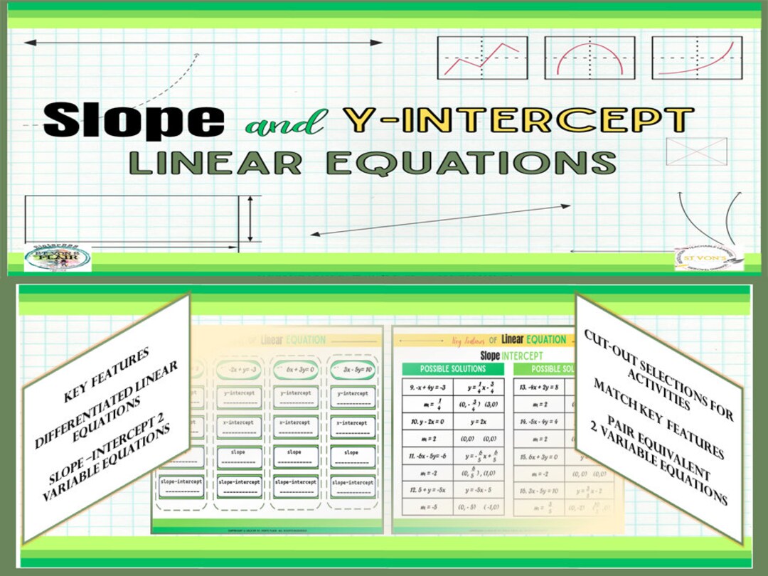 Slope Intercept Linear Equations |cut-outs Activity |intercepts |tasks ...