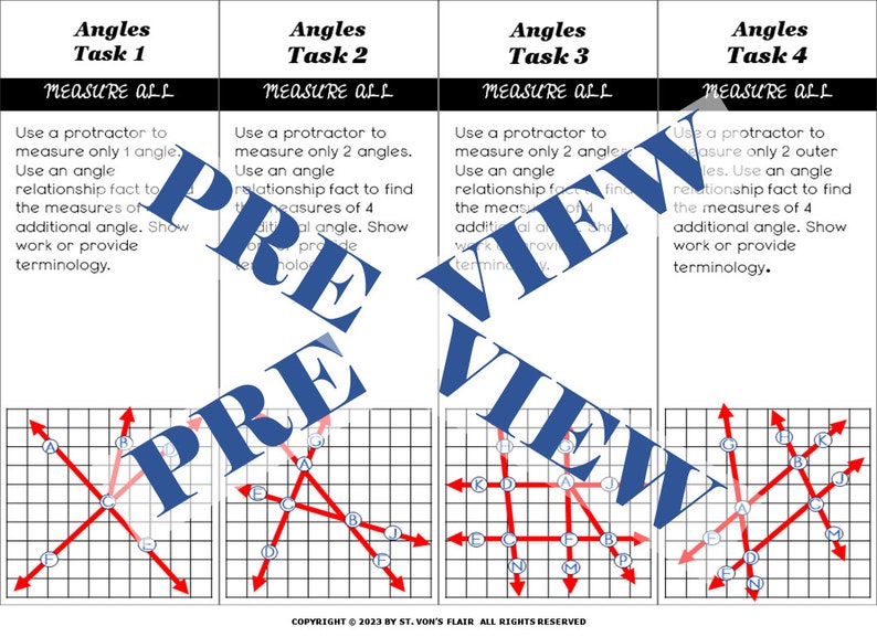 Angle Relationships Task Worksheets |geometry Worksheet |measure Angles ...