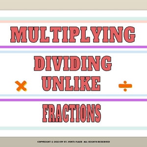Multiplying and Dividing Unlike Fractions Worksheet Fractions - Etsy