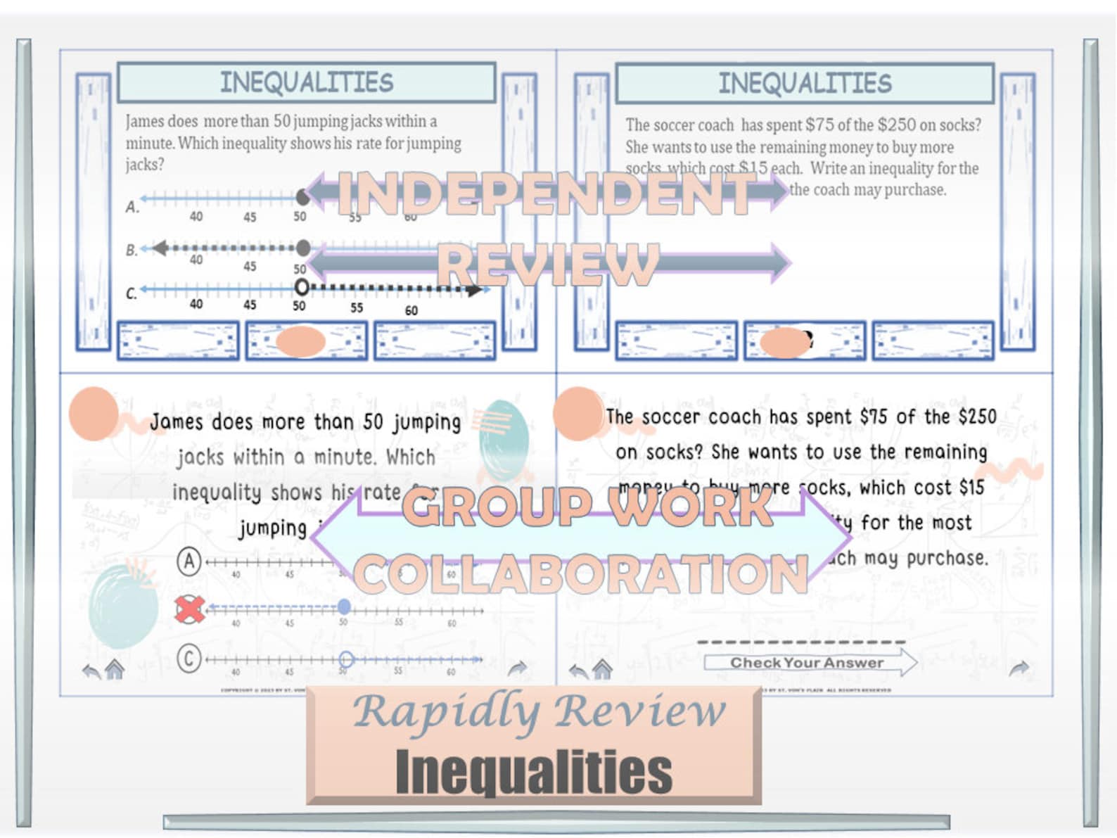 Inequalities on the Number Line: Algebra Problems (PDF) and Interactive ...