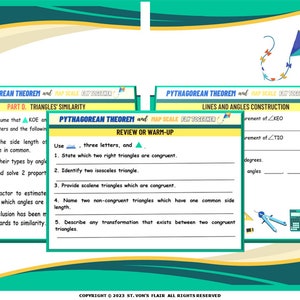 Pythagorean Theorem |map Scale |distance Formula | Geometry Worksheet ...