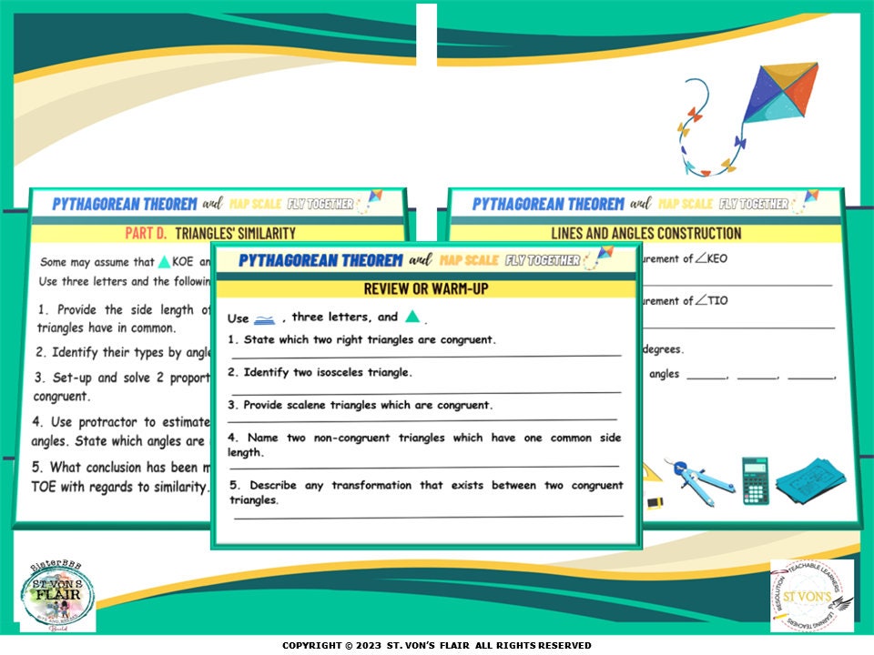 Pythagorean Theorem |map Scale |distance Formula | Geometry Worksheet ...