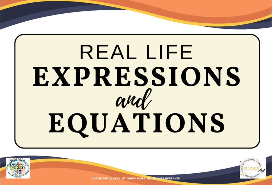 Real Life Expressions Equations | Pre-algebra Worksheet| Equivalency ...