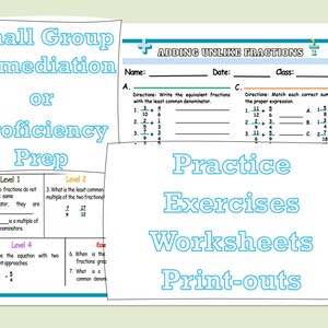 Adding Unlike Fractions Worksheets Printable Math 5th 6th Grade Middle ...