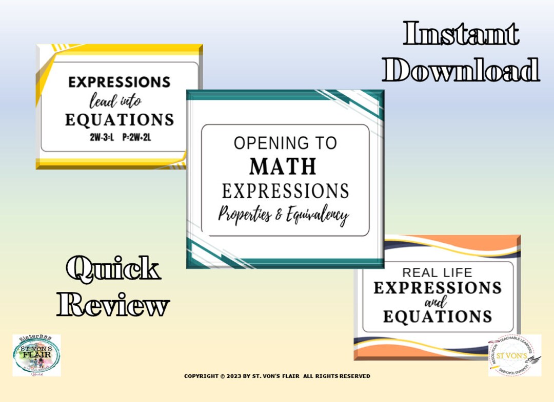 Algebra Expressions & Equations Worksheet Bundle (digital Download) - Etsy