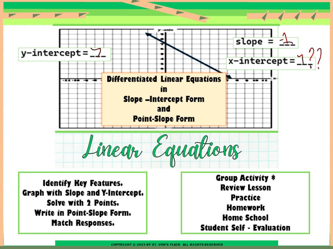 Linear Equations and Ordered Pairs Bundle| Activity |point Slope |slope ...