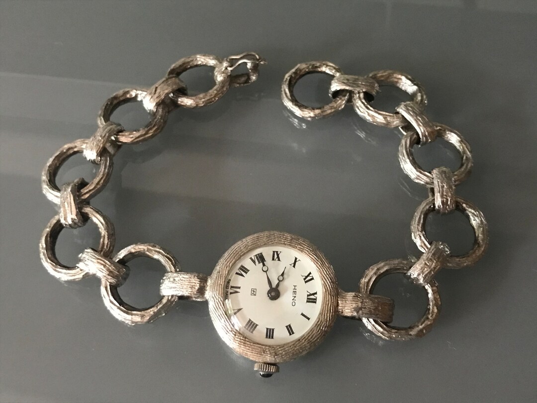 Watches 800 Silver Swiss Heno Brand Watch Mechanical and HW Around 1940 ...