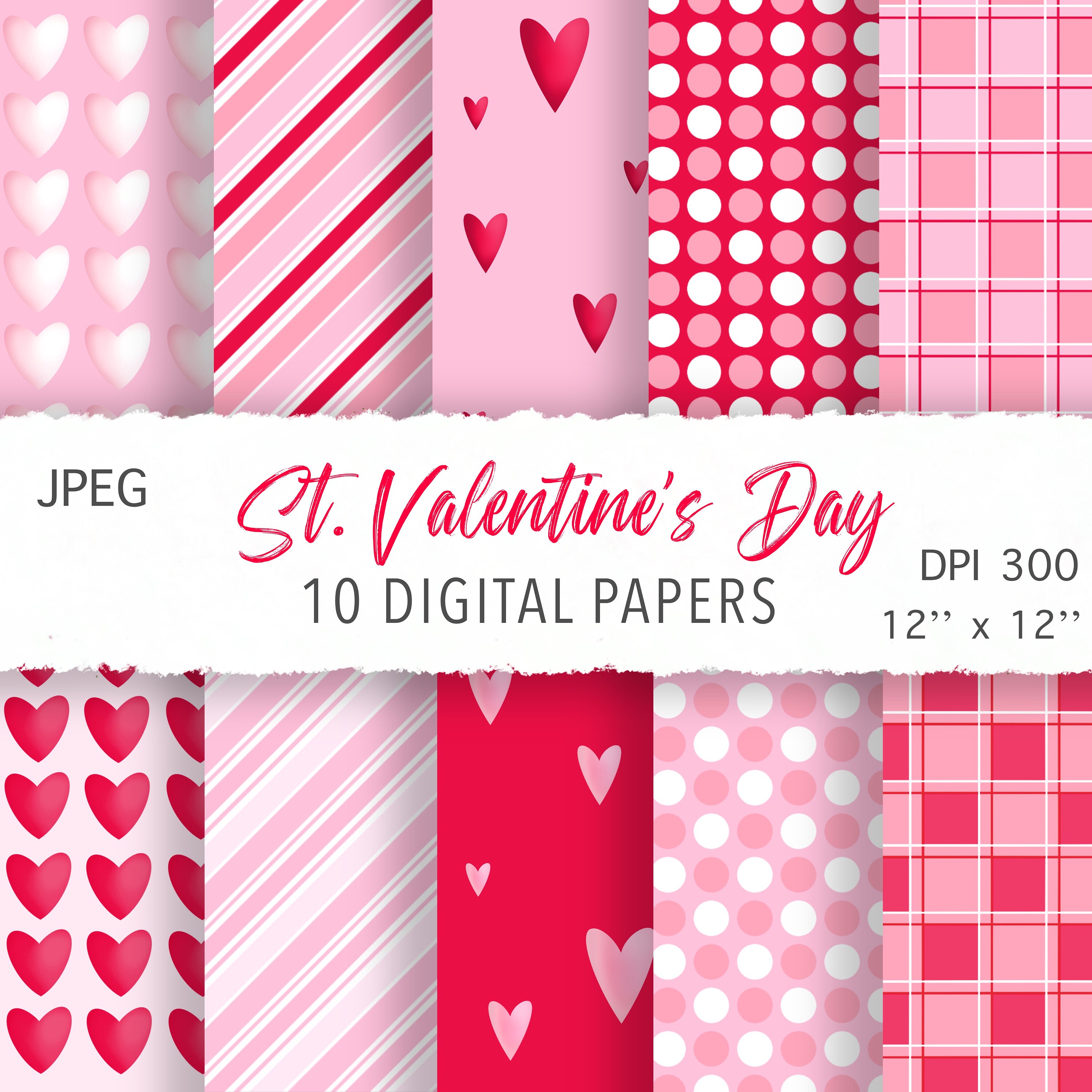 Set of Backgrounds St Valentines Day. Digital Paper for Printing ...