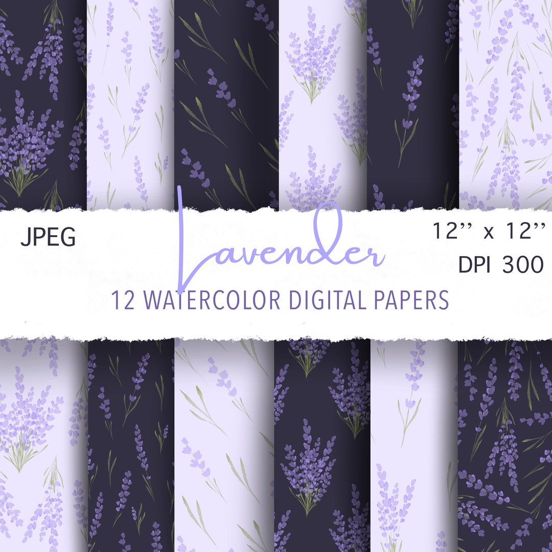 Lavender Digital Paper Pack. Printable Watercolor Purple - Etsy