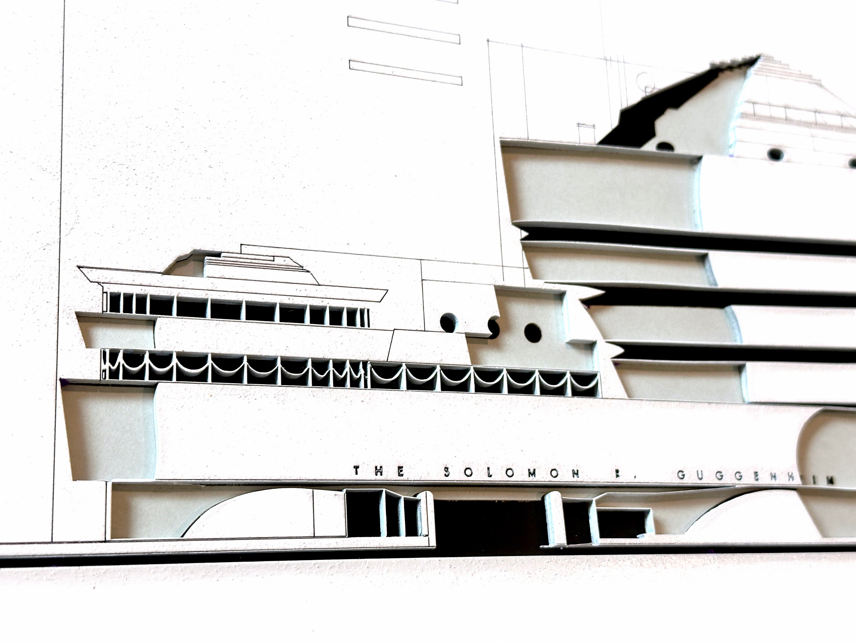 The Guggenheim Museum | Emboss Styled Architecture Elevation Wall Art ...