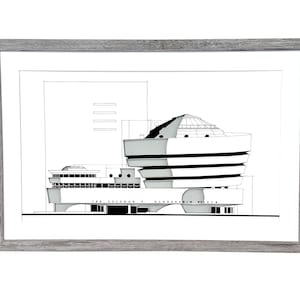The Guggenheim Museum | Emboss Styled Architecture Elevation Wall Art ...