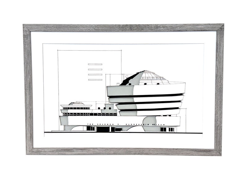 The Guggenheim Museum | Emboss Styled Architecture Elevation Wall Art ...