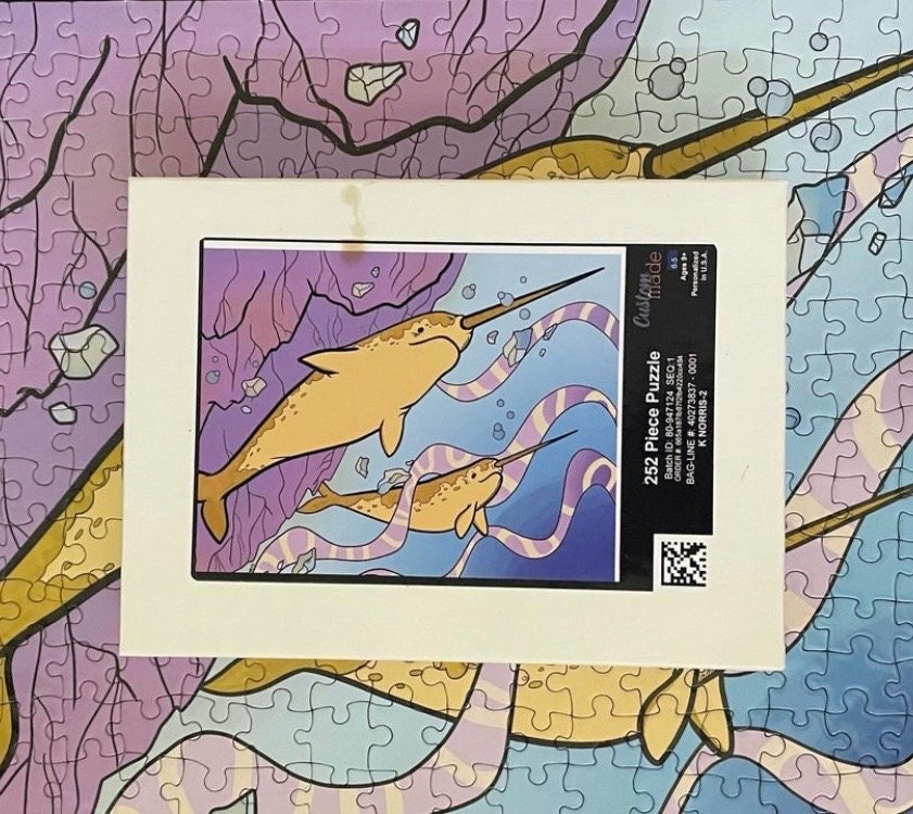 Narwhals Puzzle - 252 Pieces - Golden Narwhals Ocean Puzzle - Fun for ...
