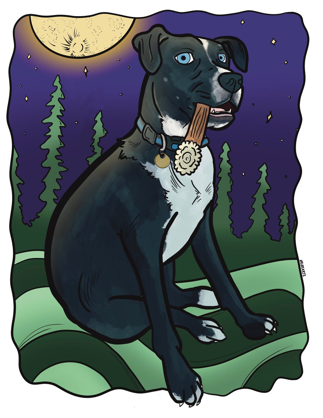 Night Sky Dog Coloring Page - Instant Download and Print! - Etsy UK