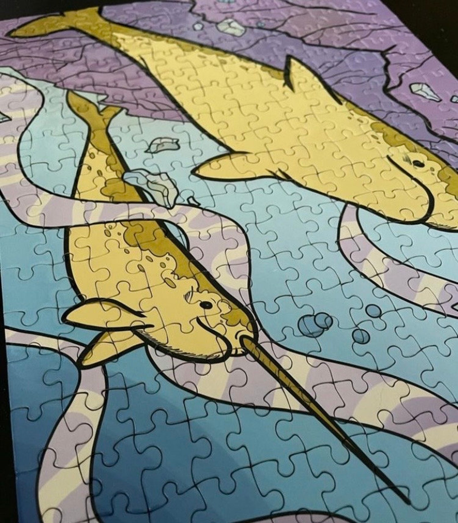 Narwhals Puzzle - 252 Pieces - Golden Narwhals Ocean Puzzle - Fun for ...