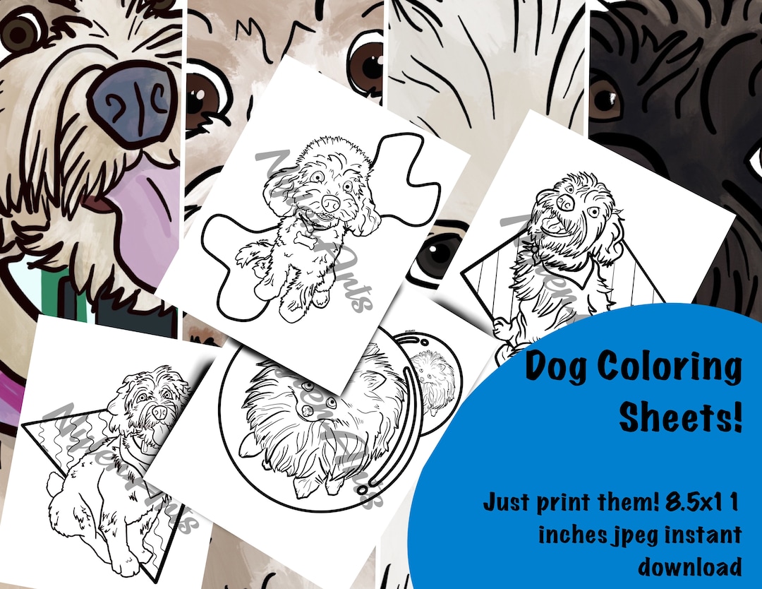 Printable Dog Coloring Pages 4 Pack - Just Download and Print! - Etsy